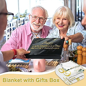 50th Anniversary Blanket Gifts with Gifts Box, 50th Anniversary Wedding Gifts for Parents Couple Friends, Gifts Ideas for 50th Anniversary, 50th Anniversary Decorations Blanket Gifts for Him Her