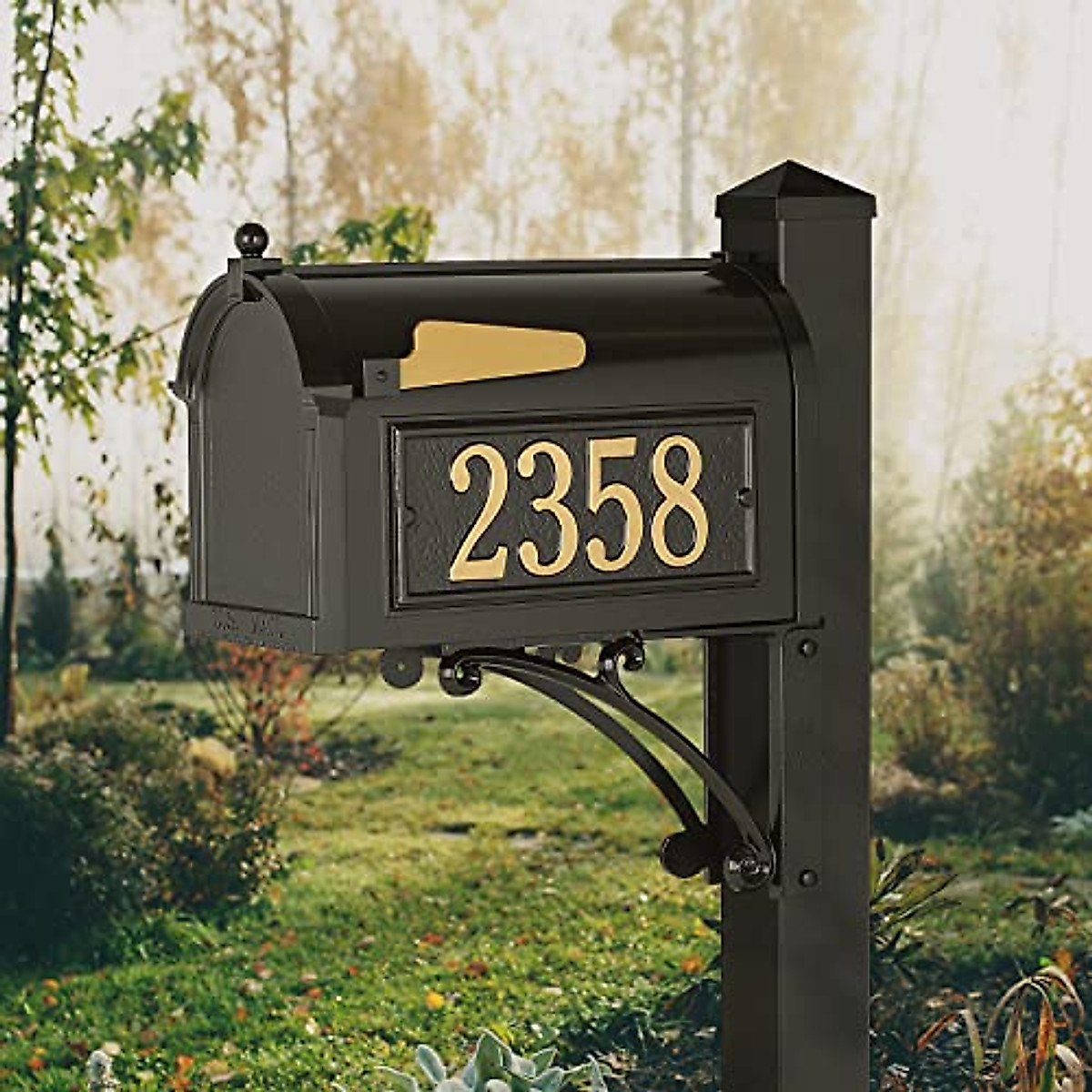 Whitehall 16308 Aluminum Superior Mailbox Package in Black