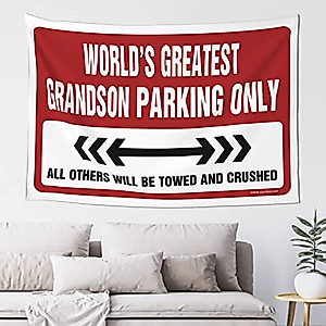 Man Cave Rules World's Greatest Grandson Parking Only Tapestry Space Decor Vintage Decor (Size : 75X100CM)
