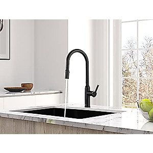 AguaStella AS81MB Matte Black Kitchen Sink Faucet with Pull Down Sprayer Single Handle High Arc