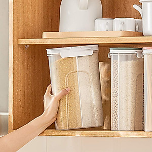 Poeland Storage Jars Canisters with Built-in partition / 4 compartments for Spaghetti Pasta Noodles Cereal - White
