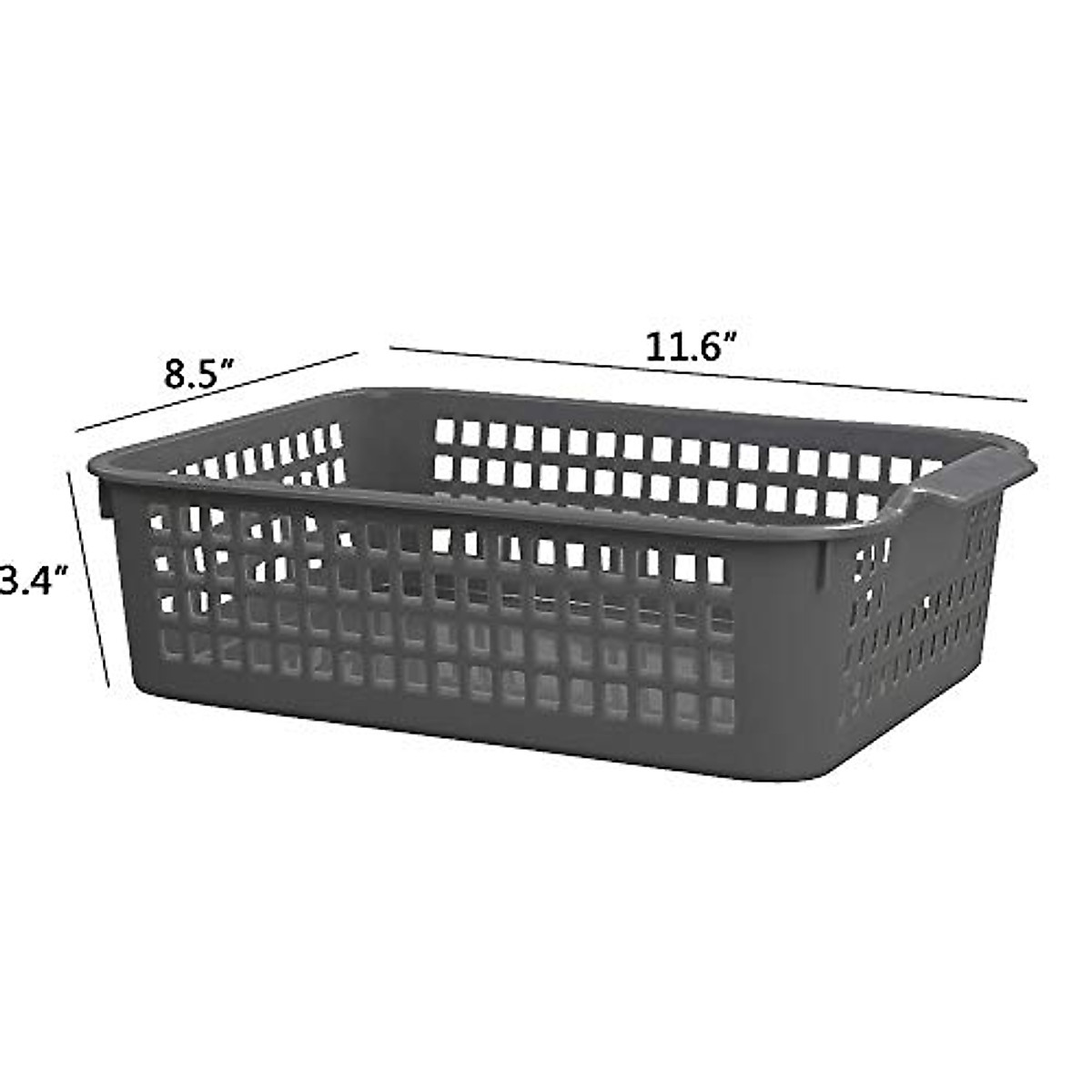 Ggbin 6 Pack Plastic Baskets Organizer, Shelf Basket(Gray)