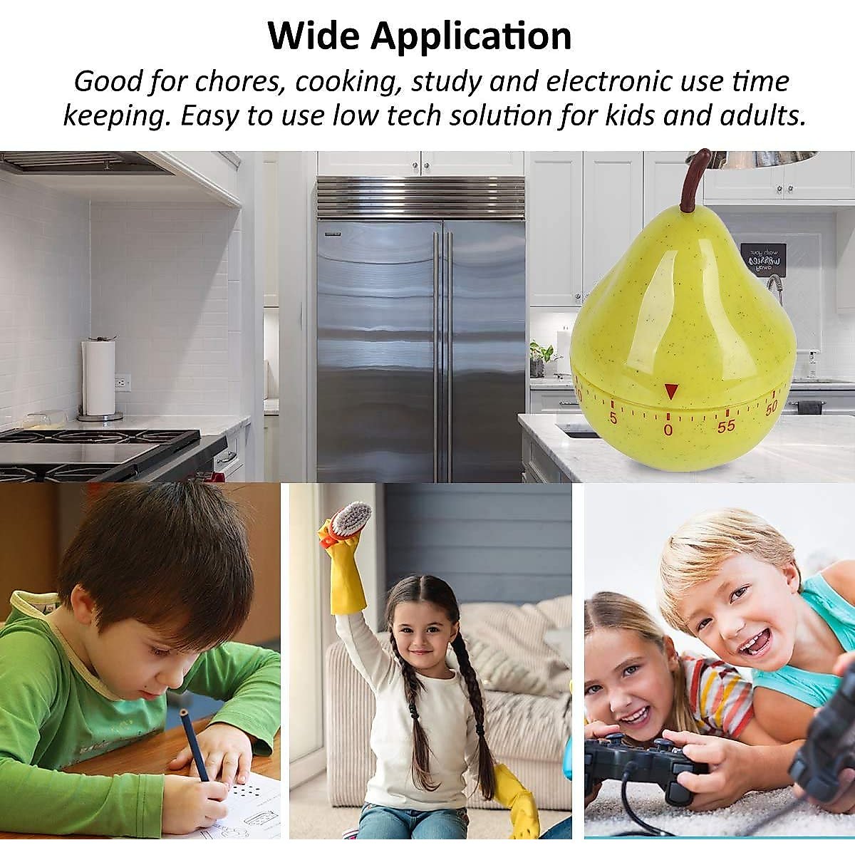 Cartoon Timer, Pear Shaped Kitchen Timer, Mini Cute 60mins Mechanical Manual Kitchen Timer Cooking Timer, Countdown Timer