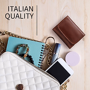 Maruse Slim Handmade Italian Leather Coin Purse with Magnetic Closure, Brown