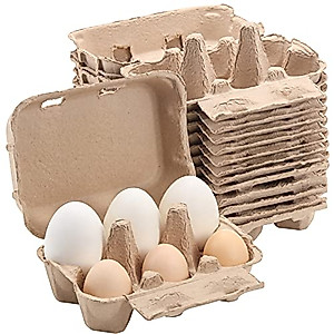 Vintage Jumbo Duck Egg Cartons 20 Pack, Half Dozen Egg Carton for Normal Size Geese, Blank Natural Pulp Jumbo Eggs Container Holder Reusable for 6 Six Count Chicken Duck Egg Carton Storage Strong Tray