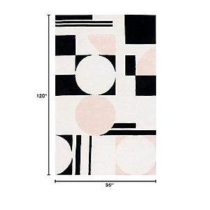 SAFAVIEH Rodeo Drive Collection Area Rug - 8' x 10', Blush & Black, Handmade Mid-Century Modern Abstract Wool, Ideal for High Traffic Areas in Living Room, Bedroom (RD856U)