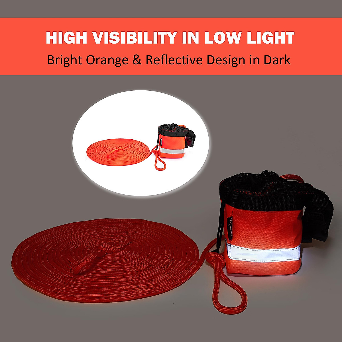 MOOCY Rescue Throw Bag with Floating Rope - Ultra Strong Water Rescue Equipment for Kayak Tow Line, Boat, and Canoe Accessories - Supports up to 1845lbs (100ft.)