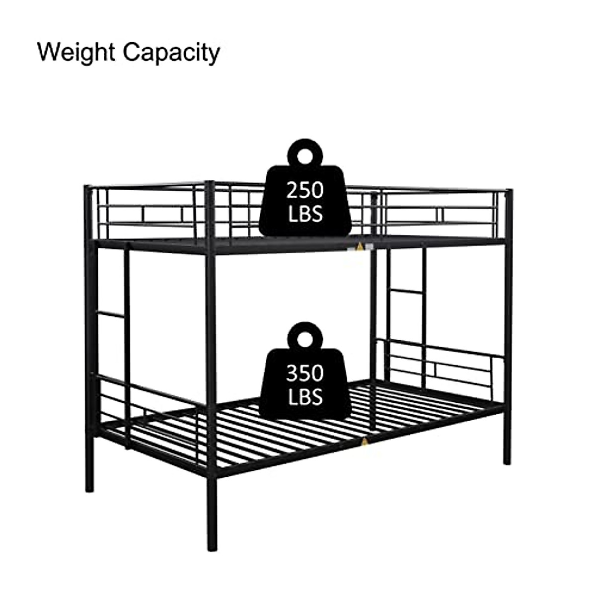 Anwickmak Metal Bunk Bed Twin Over Twin Sturdy Heavy Duty Bunk Beds with 2 Side Ladders,Space Saving,No Box Spring Needed,for Kids Teens Adults (Black)