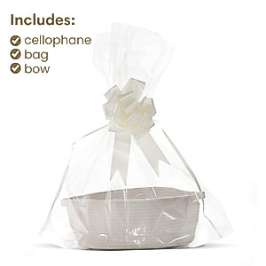 [5 PK] Bulk White Basket For Gifts Empty| Gift Basket| White Baskets, Bag, Bows| DIY White Gift Basket Kit| Christmas, Easter, Bridesmaid, Wedding| Gift to Impress-Upper Midland Products