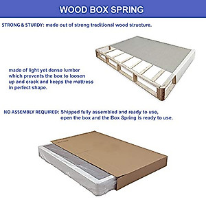 Mattress Solution Fully Assembled Low Profile Wood Traditional Boxspring/Foundation for Mattress, 44", White And Gold