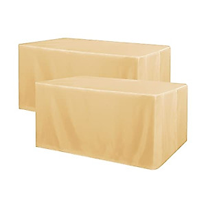 Obstal 2 Pack Table Clothes for 6 Foot Rectangle Tables - Water Resistant Washable Fabric Polyester Rectangle Table Cover for Outdoor/Indoor Uses, Champagne, 72L x 30W x 30H Inches
