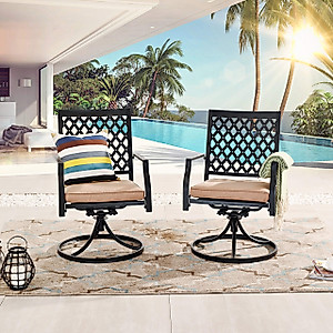 LOKATSE HOME Outdoor Patio Dinning Swivel Chairs Rocker Set of 2 Metal for Garden Backyard Furniture, 2, Beige