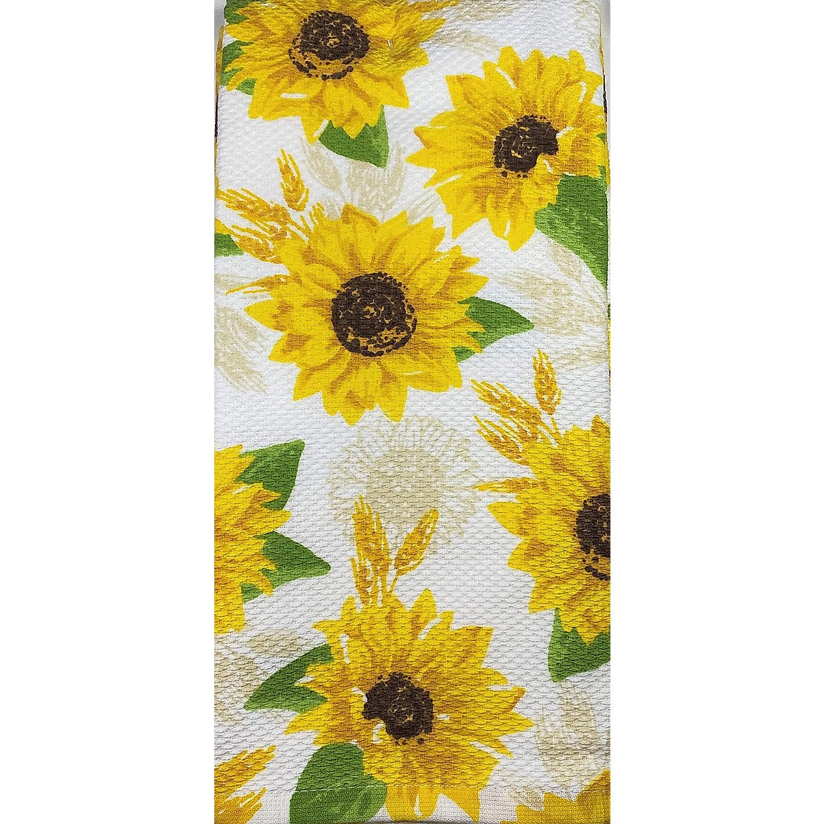 La Patisserie Plush, Absorbent Kitchen Towels Set Sunflowers 18" x 28" 100% Cotton Multi Color