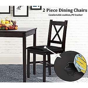 Pazidom Small Dining Table Set 3 Piece Wood Dinning Room Table Set for 2, Square Kitchen Table and 2 Chairs, Space Saving Dinette for Kitchen, Dining Room, Appartment, Dark Brown