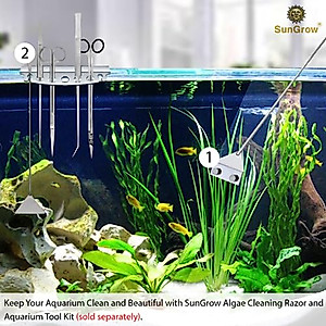 SunGrow Aquarium Glass Cleaner, Long Handheld Tool Cuts Cleaning Time to Half, Keep Hands Dry, Sharp Blade to Remove Thickest Residue, Frequent Tank Maintenance