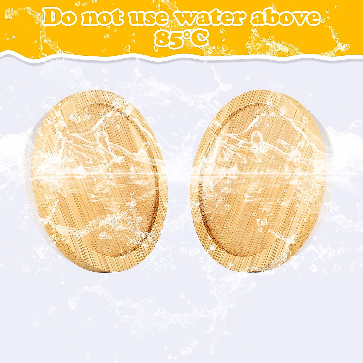 6 Pack Yogurt Jar Lids Set Bamboo Wood Lids with Silicone Sealing Rings Compatible with Oui Yogurt Jars Airtight Glass Storage