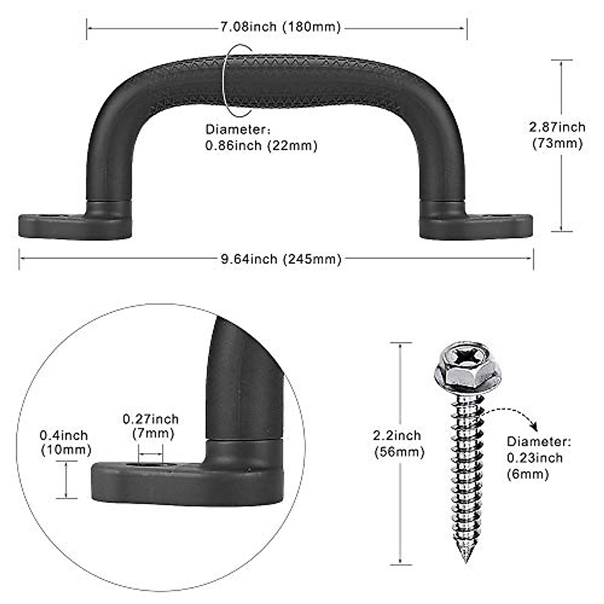 Playground Safety Handles ,Non-Slip Plastic Kids Playground Grab Handles, Hand Grip Bar for Playhouse,Treehouse, Climbing Frame, Jungle Gym,Swing Set Accessories Playset Handles, SELEWARE, 2 Pack