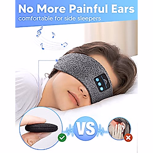 Sleep Headphones Elastic Sleeping Headband 10Hrs Bluetooth Music Eye Mask with Soft Cozy Earbuds Comfortable Earphones for Side Sleepers(Elastic One Size Fits Most)