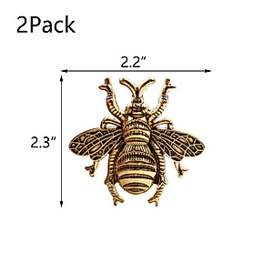 HEVSTIL 2-Pack Bee Shape Cabinet Knob,Nature Theme Single Hole Pulls for Cabinet Dresser Knobs Furniture Door,Antique Gold