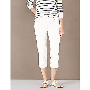 NYDJ Women's Marilyn Straight Cuff Cropped Slimming Jeans, Optic White, 10
