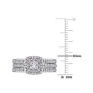 1/2 Carat (ctw H-I, I2-I3) Diamond Engagement Wedding Ring Set in Sterling Silver