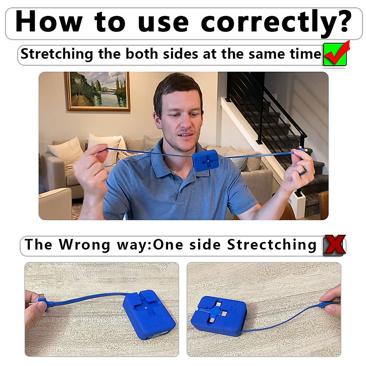 INGCTON 3 in 1 Multi Charging Cable, Retractable USB Charger Cord, iPhone Charger,OTG Adapters,Compatible with All 4-8'' Phones, Like iPhone/Google/Samsung Smart Phone.