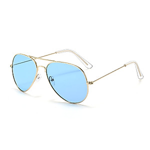 Outray Night Vision Polarized Aviator Sunglasses for Driving (Gold Frame/Blue Lens, Blue)
