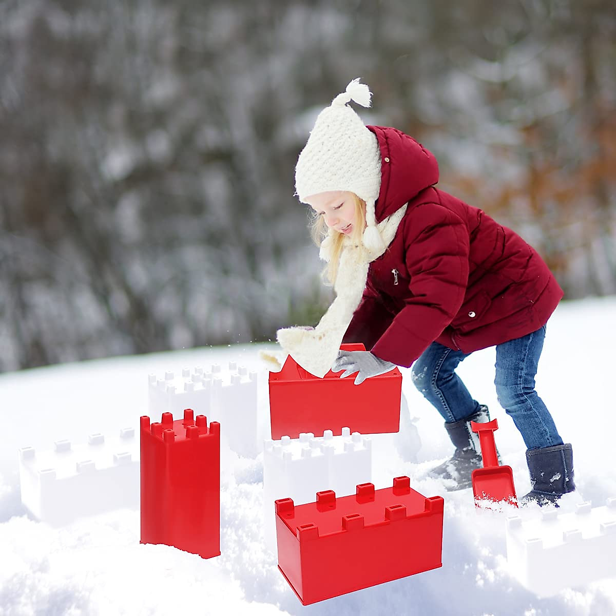 BeneFine Snow Fort Building Block,Snow Brick Maker, Sand Castle Mold,Beach and Snow Toy Brick Form for Kids,Outdoor Winter and Summer Fun Toys（4PCS）