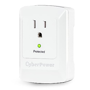 CyberPower CSB100W Essential Surge Protector, 900J/125V, 1 Outlet, Wall Tap