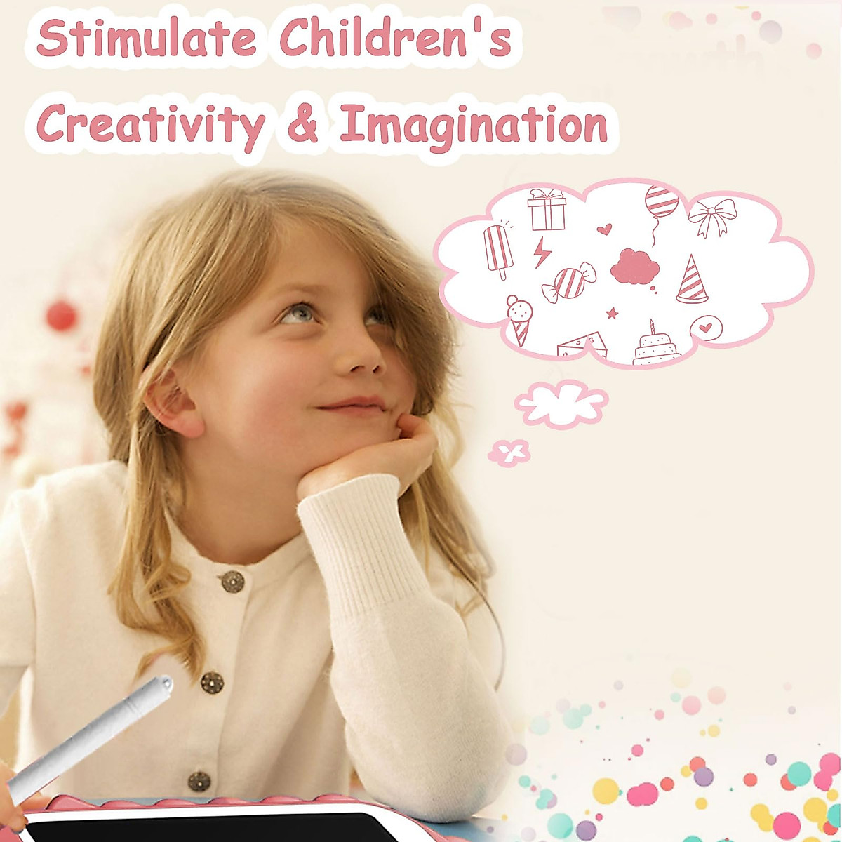 LCD Writing Tablet for Kids, Toddler Doodle Board Drawing Pad for Girls Boys 2-6 Years Old 10 Inch Education Gaming Reusable Tablet Toys Birthday Gift Drawing Board for Toddlers, Pink