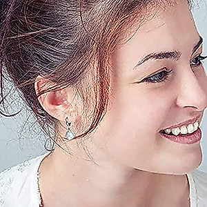 Jugalstar 925 Sterling Silver Hoop Earring Hypoallergenic Pearl Drop Dangle Earrings for Woman of Birthday Gifts