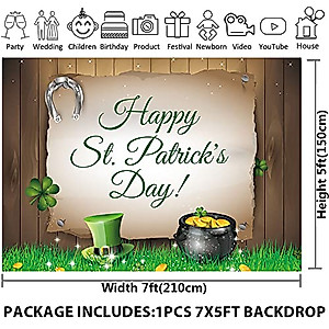 7x5ft Happy St.Patrick's Day Backdrop for Photography Irish Spring Lucky Green Shamrocks Gold Coins Photo Background for Saint Patrick's Day Party Decorations Banner Photo Booth