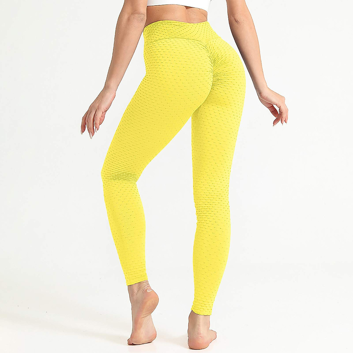 Textured High Waist Yoga Pants for Women Tummy Control Slimming Booty Butt Lift Leggings Anti Cellulite Workout Tights