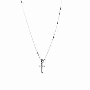 Sterling Silver Tiny Cross Charm Box Chain Nickel Free Necklace Italy 18"