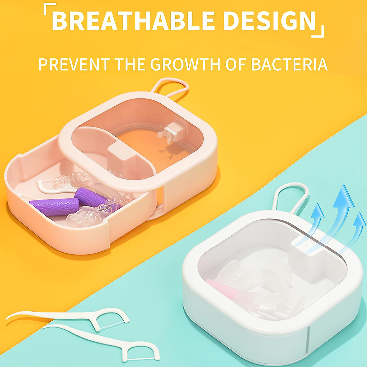 GAGAMOTEYA 6 Pcs Hair Tie Organizer,Qtip Dispenser Bathroom Storage Organizer with Press Buckle Button Switch,Cotton Swab Holder Portable Travel,Hair Accessory Box with Lid for Bathroom(Pink+White)