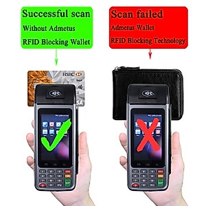 Admetus Men's Zipper Wallet Leather Bifold Wallets Slim RFID Blocking Zip Around Credit Card Holder Compact Small Wallet 2Black