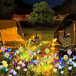 Garden Decor Solar Lights Outdoor Watering Can Decoration Hanging Lantern Waterproof for Lawn Patio Garden Courtyard Yard Pathway Walkway Outdoor Gardening, Gift for Mom Grandma Women Birthday