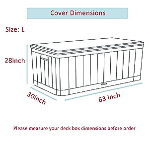 Shieldo Deck Box Cover- Heavy Duty 600D Polyester Oxford Deck Box Cover to Protect Large Deck Box,100% Waterproof Deck Box Cover 63" L x 30" W x 28" H