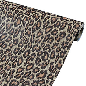 Self Adhesive Vinyl Leopard Contact Paper Shelf Liner for Cabinets Drawer Dresser Furniture Crafts Decor 17.7x117 Inches