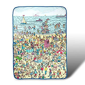 JUST FUNKY Waldo Collectibles | Where’s Waldo On The Beach Fleece Throw Blanket | 45” x 60”