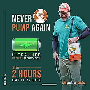 PetraTools Battery Powered Sprayer, Electric Sprayers in Lawn and Garden with Easy-to-Carry Strap, Weed Sprayer, Electric Sprayer & Yard Sprayer with Ultra Long-Lasting Battery Life, 1 Gallon HD1000-S