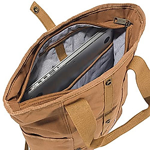 Carhartt Convertible, Durable Tote Bag with Adjustable Backpack Straps and Laptop Sleeve, Brown, One Size