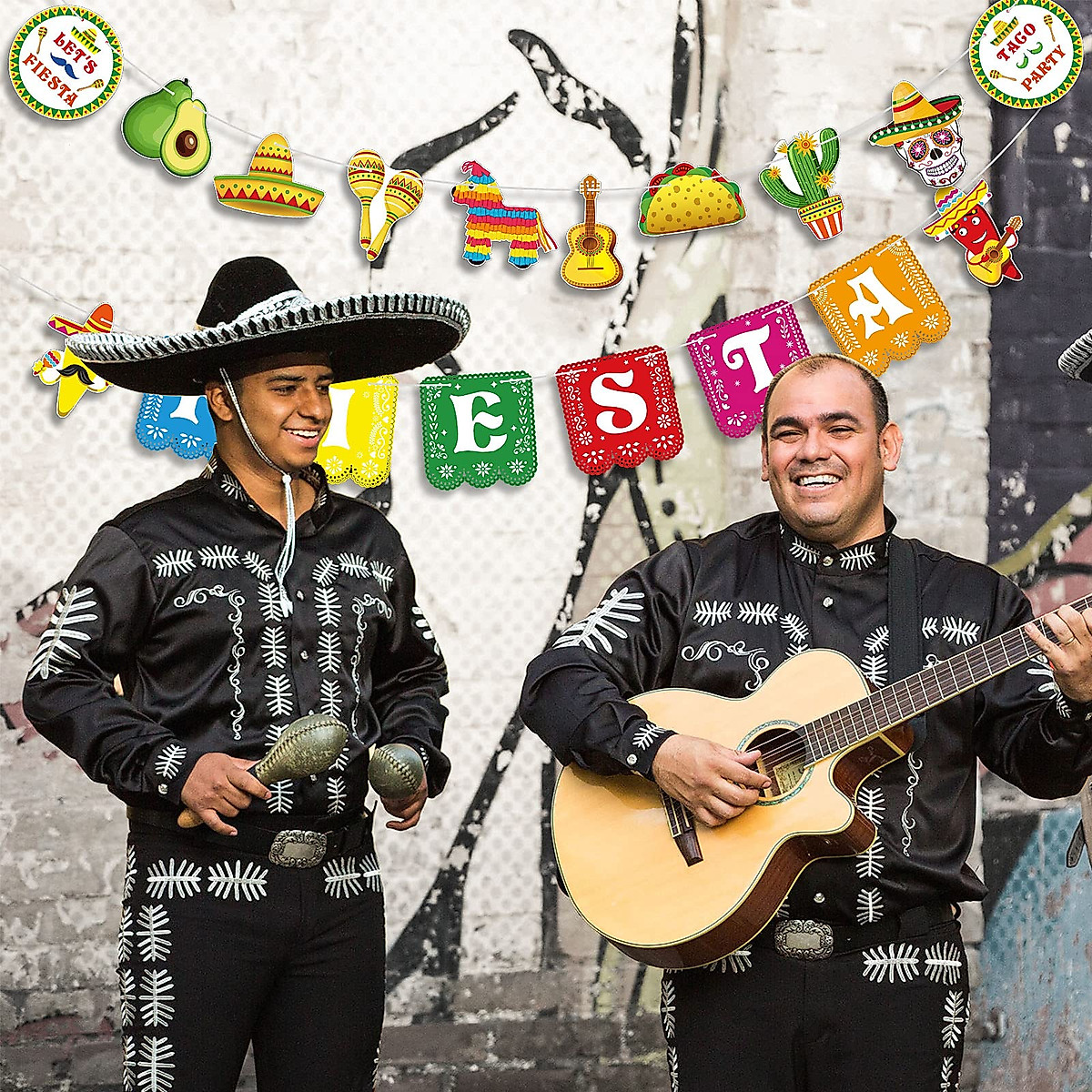 Cinco De Mayo Banner Mexican Party Supplies Sign Banner Garland Fiesta Party Decoration Day of the Dead Backdrops Ceiling Hanging Card Tissue Decorations for Mexican Festival Tacol Theme Birthday