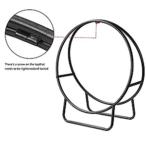 Hermosapoty 20" Firewood Rack Outdoor, U-Shaped Firewood Log Holder with Heavy Duty Metal and Powder-Coated, Tubular Steel Log Hoop Wood Storage Rack Holder for Indoor & Outdoor (Round)