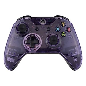 eXtremeRate Transparent Crystal Clear Atomic Purple Faceplate Cover for Xbox One Wireless Controller (Model 1708), Custom Case Front Housing Shell for Xbox One S X Controller - Controller NOT Included
