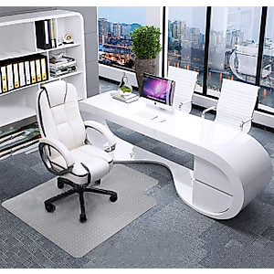 100pointONE Chair Mats for Carpeted Floors - 53'' x 45'' 0.09'' Thick Transparent Floor Mats for Low Flat and No Pile Carpet, with Grippers (53'' x 45'' with Lip)