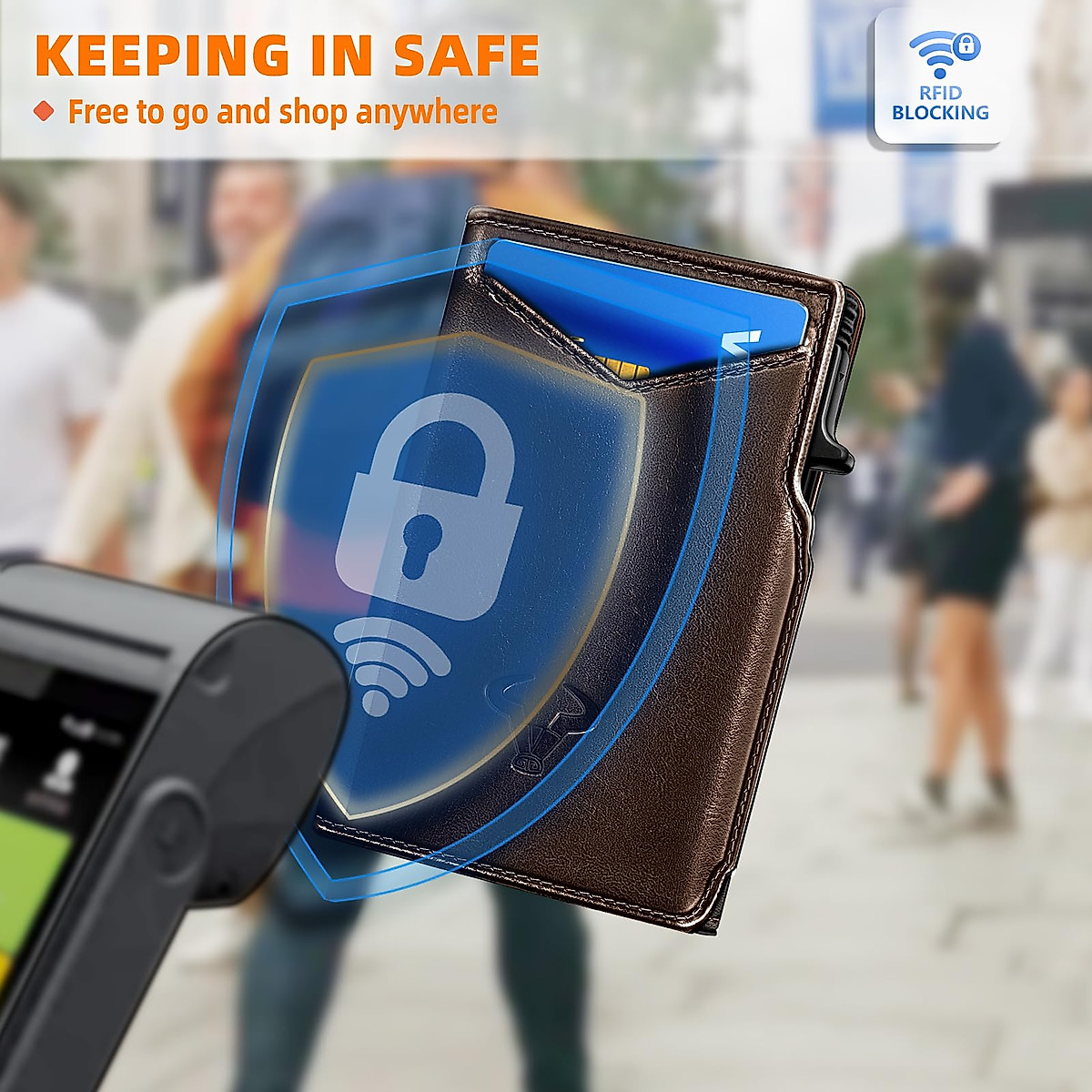 BULLIANT Men Wallet Gift Boxed,Slim Front Pocket Wallet Money Clip Card Holder 3.8"x2.7",Pop-up Access