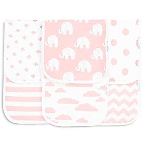 BaeBae Goods Burp Cloths for Baby Girl - Ultra Absorbent Burping Rags - Anti Shrink Unisex Burpy Clothes - Super Soft Jersey Cotton, Large 21"x10" - Thick for Newborn Cloth Diapers - 6 Pack