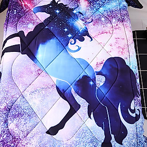 Wowelife Unicorn Toddler Bedding Set for Girls Galaxy Toddler Bed Sheets Sets Blue Kids Toddler Comforter Set Breathable and Soft with Comforter, Flat Sheet, Fitted Sheet and Pillowcase