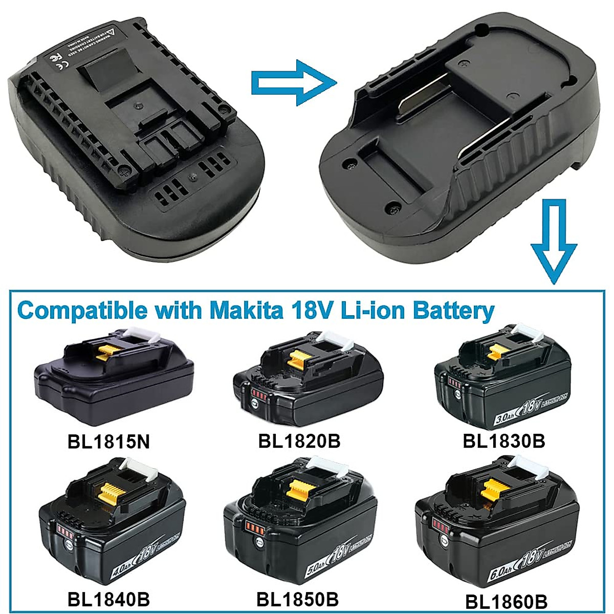 Battery Adapter for Makita to Bosch 18V Lithium-Ion Cordless Tool, Convert Makita 18V LXT Lithium-Ion Battery BL1830 BL1840 BL1850 BL1860 to Bosch 18V Li-ion Battery Converter BAT609 BAT612 BAT618